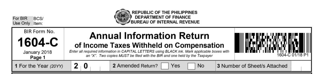 What is BIR Form 1604-C? * Hurey